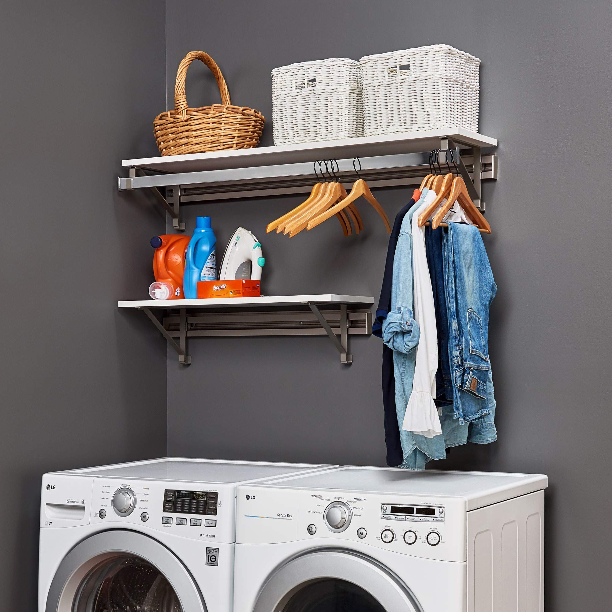 Arrange a Space Heavy Duty Organizer with 60" Top and 32" Lower Kit. Laundry Storage, White