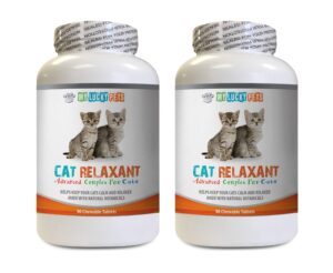 my lucky pets llc cat calming treats - advanced relaxant for cats - calms down your cat - anxiety relief complex - l tryptophan for cats - 2 bottles (180 chewable tablets)