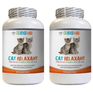 MY LUCKY PETS LLC cat Calming Treats - Advanced Relaxant for Cats - Calms Down Your CAT - Anxiety Relief Complex - l tryptophan for Cats - 2 Bottles (180 Chewable Tablets)