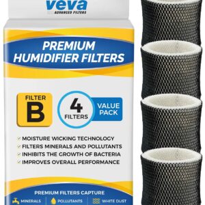 VEVA 4 Pack Premium Humidifier Filters Replacement for Holmes Filter B, HWF64, and Other Sunbeam Bionaire Cool Mist Humidifiers