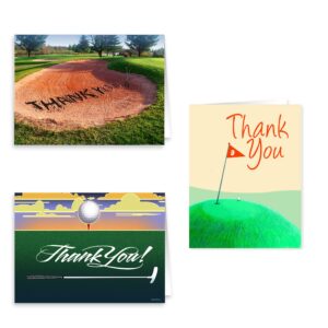 stonehouse collection golf thank you cards - 12 boxed golf themed cards & envelopes, 3 fun designs