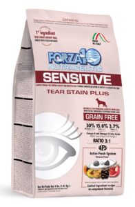 forza10 sensitive tear stain remover dry dog food, grain free reduce tear stains dog eye care tear stain remover vet recommended, dog tear stain 4 pounds adult dogs