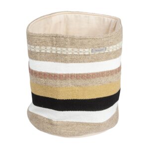 bloomingville soft-sided cotton wool storage basket with stripes, multicolor