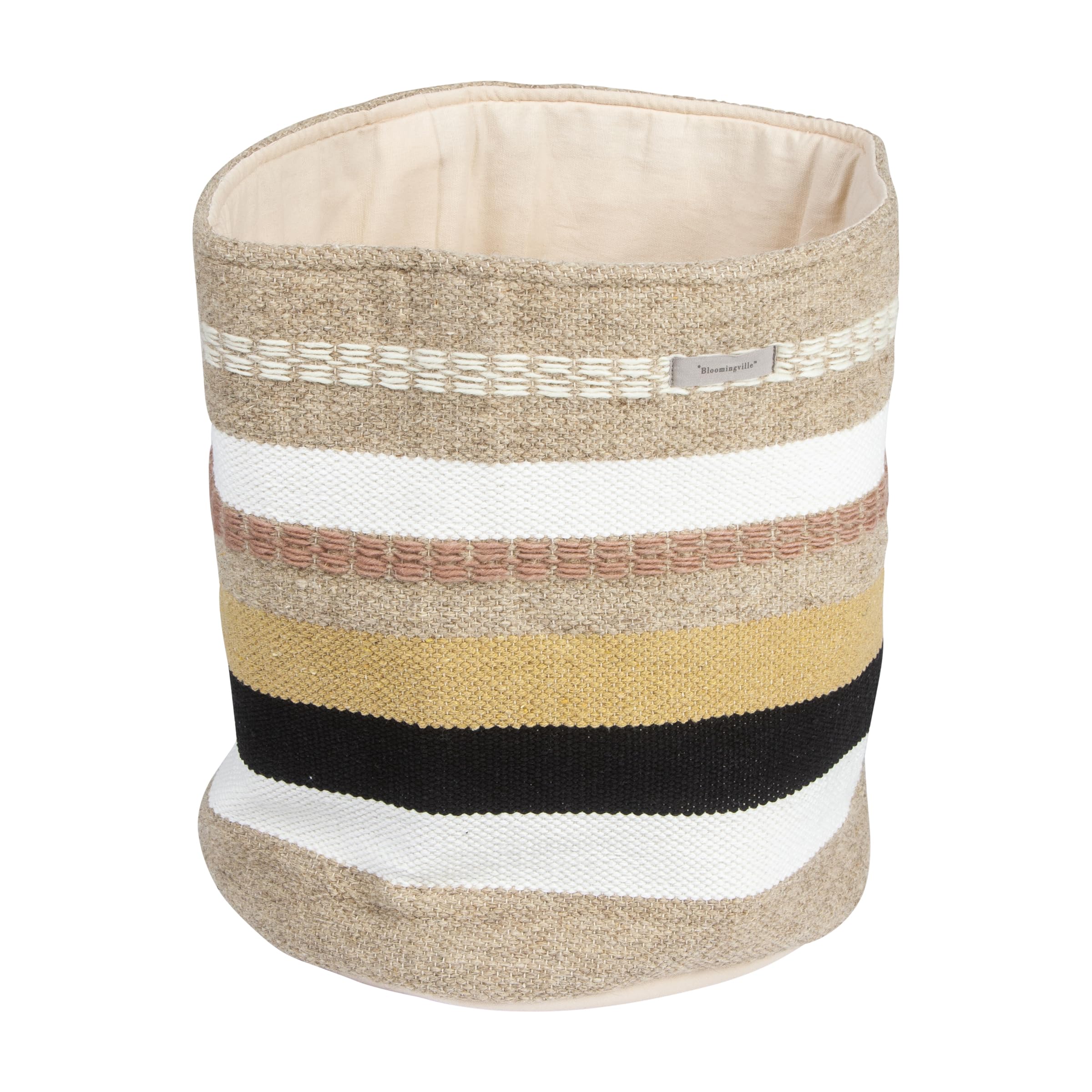 Bloomingville Soft-Sided Cotton Wool Storage Basket with Stripes, Multicolor