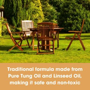 Furniture Clinic Teak Oil | Wood Oil Protects & Cleans Outdoor & Indoor Furniture, Boats, Shower Benches | Restore & Protect Wood, Prevent Drying & Other Damage | Natural Matte Finish | 17oz/500ml