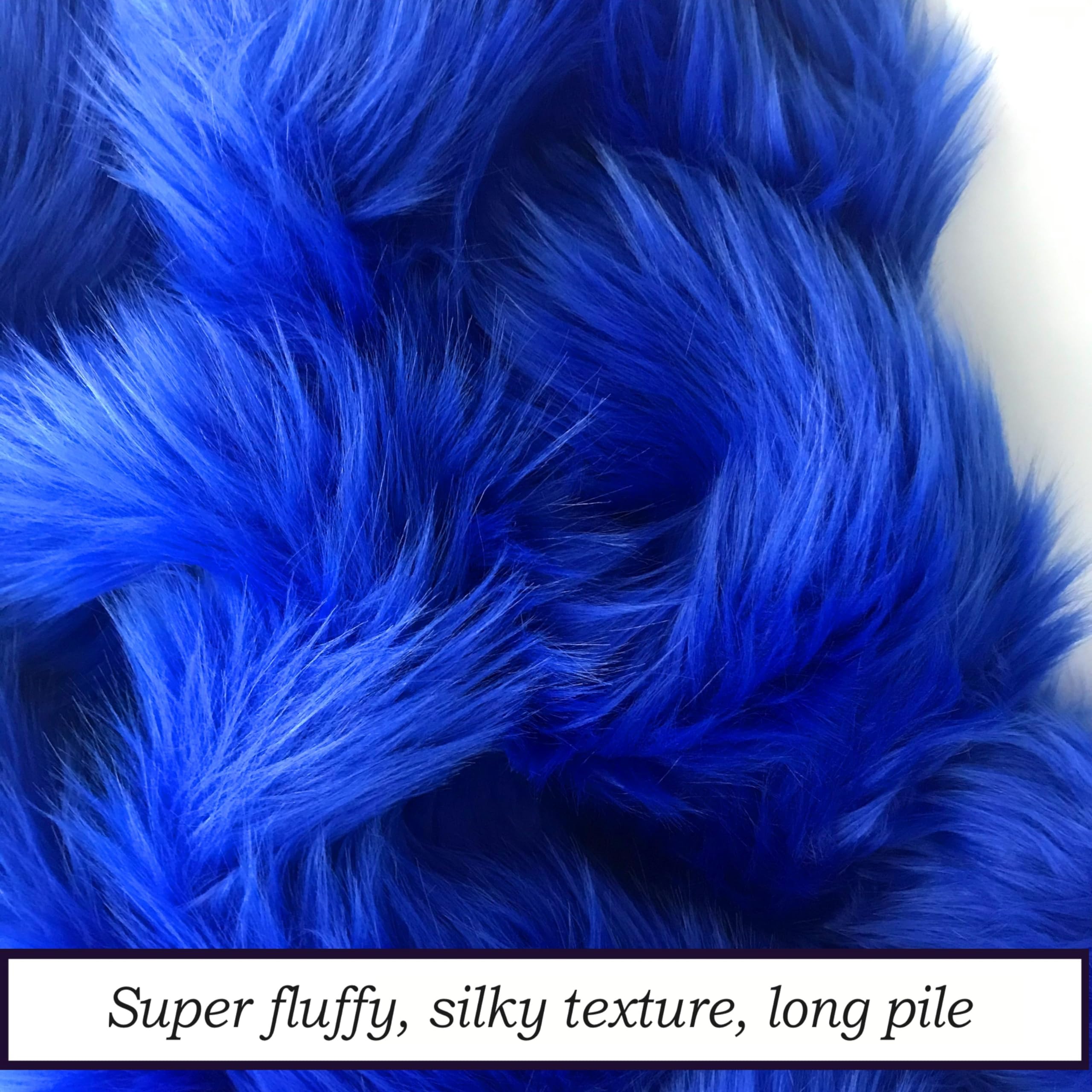 Bianna Royal Blue Luxury Faux Fur Fabric, 60 inches Wide Options, American Seller, Luxury Shag Shaggy Material for Crafting, Sewing, Costumes, Fursuits, Home Decor (8x8 inches)