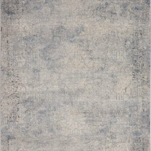 Nourison Rustic Textures Transitional Abstract Ivory/Grey/Blue 5'3" x 7'3" Area -Rug, Easy -Cleaning, Non Shedding, Bed Room, Living Room, Dining Room, Kitchen(5' x 7')