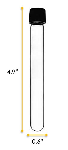 EISCO Test Tube, 15ml - Bakelite Screw Cap with Rubber Liner - Borosilicate 3.3 Glass - 4.9" x 0.6" - Round Bottom - Leak Proof