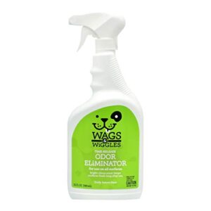 wags & wiggles time release pet odor eliminator spray | dog spray removes puppy & dog odors from carpets & rugs | 32 fl oz, lemon lime scent your dog will love