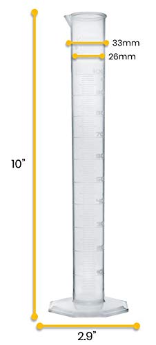 EISCO Graduated Cylinder, 100mL - Class A Tolerance - Octagonal Base - TPX Plastic - Industrial Quality, Autoclavable