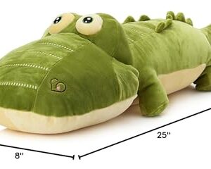 elfishgo Crocodile Big Hugging Pillow, Soft Alligator Plush Stuffed Animal Toy Gifts for Kids, Birthday, Christmas 25.6"