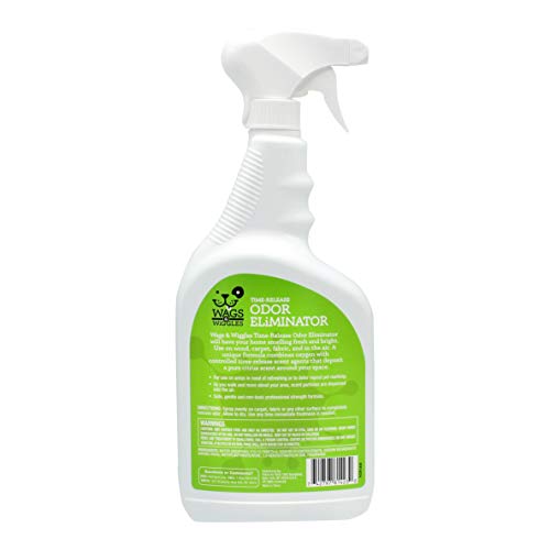 Wags & Wiggles Time Release Pet Odor Eliminator Spray | Dog Spray Removes Puppy & Dog Odors From Carpets & Rugs | 32 fl oz, Lemon Lime Scent Your Dog Will Love