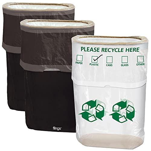 Party City Black Clean-Up Party Supplies, 3 Pieces, with Matching Reusable Pop-Up Trash Bins, Plus a Handy Recycling Bin