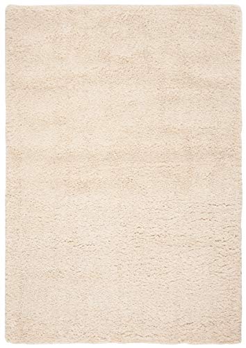 SAFAVIEH Fontana Shag Collection 4' x 6' Cream FNT800B Solid Non-Shedding Living Room Bedroom Dining Room Entryway Plush 2-inch Thick Area Rug