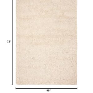 SAFAVIEH Fontana Shag Collection 4' x 6' Cream FNT800B Solid Non-Shedding Living Room Bedroom Dining Room Entryway Plush 2-inch Thick Area Rug