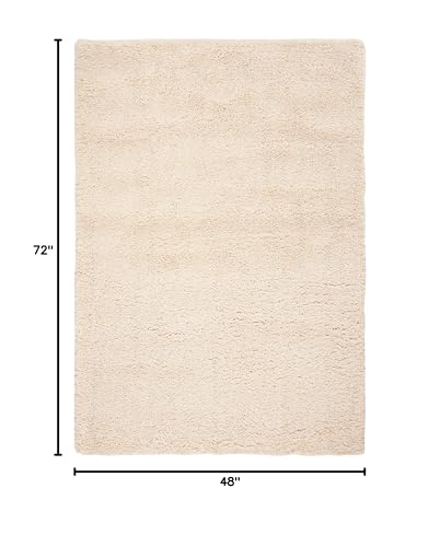 SAFAVIEH Fontana Shag Collection 4' x 6' Cream FNT800B Solid Non-Shedding Living Room Bedroom Dining Room Entryway Plush 2-inch Thick Area Rug