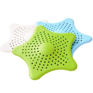 Set of 3 Rubber Starfish Drain Sink Strainer Bath Shower Sewer Cover Hairs Filter for Kitchen and Bathroom(White,Blue,Yellow)