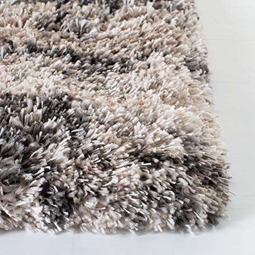 SAFAVIEH Iceland Shag Collection Area Rug - 5'3" x 7'6", Cream & Grey, Modern Design, Non-Shedding & Easy Care, 2.5-inch Thick Ideal for High Traffic Areas in Living Room, Bedroom (ISG519A)