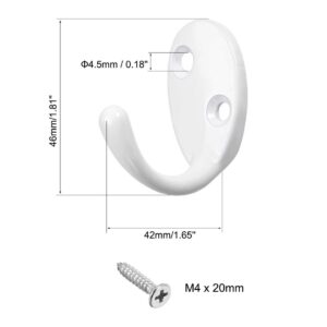 uxcell 2 Pcs Wall Mounted Hook Robe Hooks Single Coat Hanger Hanging, Zinc Alloy, White