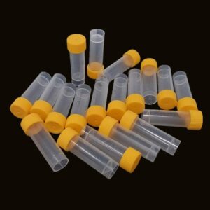 30Pcs 5ml Clear Plastic Test Tubes Vial Bottles Storage Containers with Screw Cap for Laboratory Lab School Educational