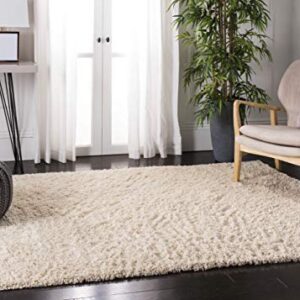 SAFAVIEH Fontana Shag Collection 4' x 6' Cream FNT800B Solid Non-Shedding Living Room Bedroom Dining Room Entryway Plush 2-inch Thick Area Rug