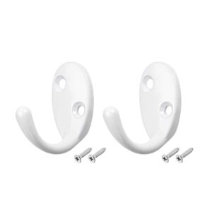 uxcell 2 pcs wall mounted hook robe hooks single coat hanger hanging, zinc alloy, white