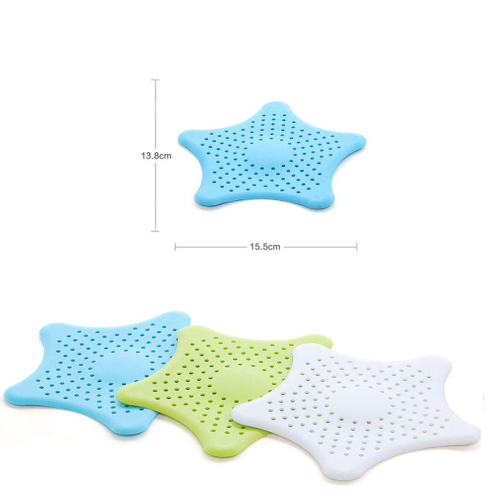 Set of 3 Rubber Starfish Drain Sink Strainer Bath Shower Sewer Cover Hairs Filter for Kitchen and Bathroom(White,Blue,Yellow)