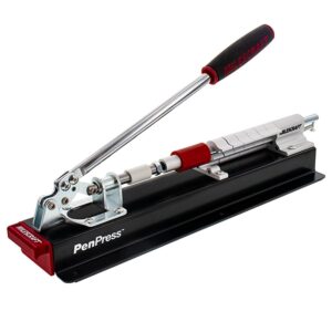 milescraft 4701 pen press – join turned pens & projects – advanced, spring-loaded design holds workpiece in place & adjusts size quickly using six quick-flip stop settings. includes two receiving tips