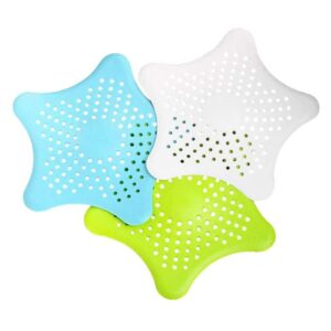 set of 3 rubber starfish drain sink strainer bath shower sewer cover hairs filter for kitchen and bathroom(white,blue,yellow)