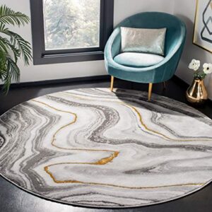 safavieh craft collection area rug - 6'7" round, grey & gold, modern abstract design, non-shedding & easy care, ideal for high traffic areas in living room, bedroom (cft819f)