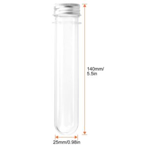 30 Pack 45 ML Plastic Test Tubes with Caps, Clear Bath Salt Tubes, Gumball Candy Container, Candy Storage Vials for Party Favors Science Experiment Home Décor(25x140mm)