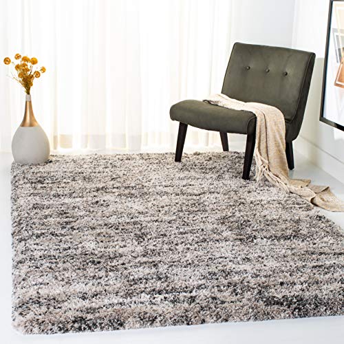 SAFAVIEH Iceland Shag Collection Area Rug - 5'3" x 7'6", Cream & Grey, Modern Design, Non-Shedding & Easy Care, 2.5-inch Thick Ideal for High Traffic Areas in Living Room, Bedroom (ISG519A)