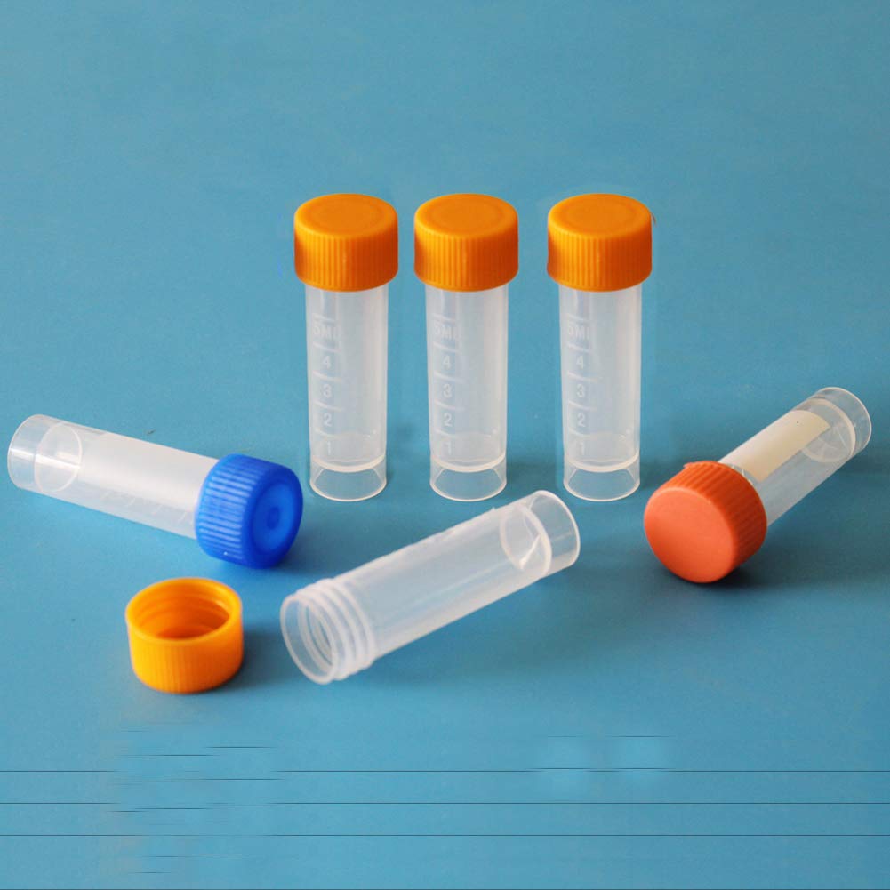 30Pcs 5ml Clear Plastic Test Tubes Vial Bottles Storage Containers with Screw Cap for Laboratory Lab School Educational