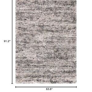 SAFAVIEH Iceland Shag Collection Area Rug - 5'3" x 7'6", Cream & Grey, Modern Design, Non-Shedding & Easy Care, 2.5-inch Thick Ideal for High Traffic Areas in Living Room, Bedroom (ISG519A)