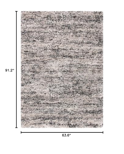 SAFAVIEH Iceland Shag Collection Area Rug - 5'3" x 7'6", Cream & Grey, Modern Design, Non-Shedding & Easy Care, 2.5-inch Thick Ideal for High Traffic Areas in Living Room, Bedroom (ISG519A)