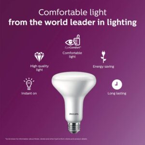 PHILIPS LED Flicker-Free BR30 Light Bulb, EyeComfort Technology, Non-Dimmable, 650 Lumen, Daylight (5000K), 9W=65W, E26 Base, 6-Pack