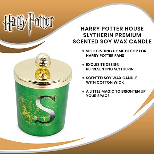 Harry Potter House Slytherin Premium Scented Soy Wax Candle with Unique Aromatic Fragrance | 50-Hour Burn Time | Home Decor Housewarming Essentials, Wizarding World Hogwarts Gifts and Collectibles