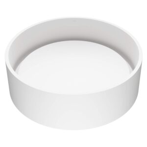 vigo anvil 16 inch diameter over the counter freestanding matte stone round vessel bathroom sink in matte white - sink for bathroom vg04016