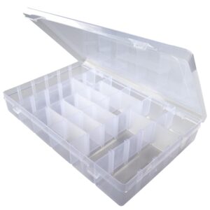 craft county embroidery floss and thread organizer box – 17 compartments – clear white plastic – empty (organizer)