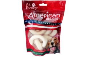 pet factory american beefhide 3-3.5" pretzels dog chew treats - natural flavor, 4 count/1 pack