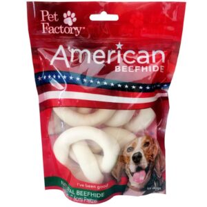 Pet Factory American Beefhide 3-3.5" Pretzels Dog Chew Treats - Natural Flavor, 4 Count/1 Pack