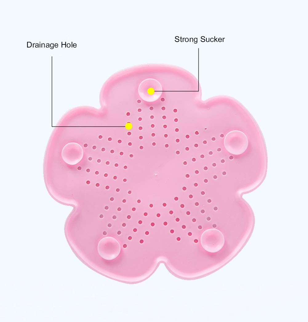 Sink Strainer 4 Pcs Creative Flower Shaped Kitchen Sink Strainer Shower Drain Hair Catcher Bathtub Drain Protector Home Bath Accessories