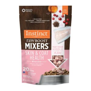 instinct raw boost mixers freeze dried dog food toppers for dry food, grain free dog food toppers with chicken for dogs - skin and coat health, 5.5 oz