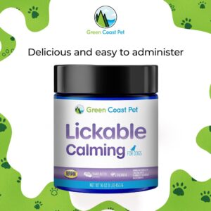 Green Coast Pet Lickable Actives (Calming) Supplement for Dogs, 16 oz | Made in USA | 30 Day Supply