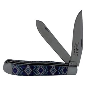 western fashion tack twisted x blue diamond trapper knife