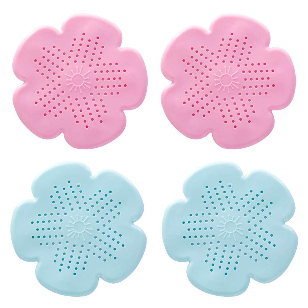 Sink Strainer 4 Pcs Creative Flower Shaped Kitchen Sink Strainer Shower Drain Hair Catcher Bathtub Drain Protector Home Bath Accessories