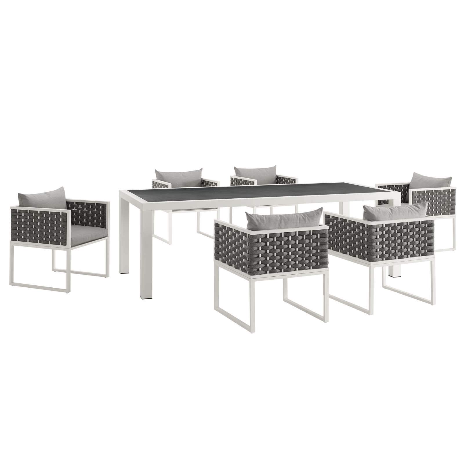 Modway Stance Outdoor Patio Woven Rope 7-Piece Dining Furniture Set