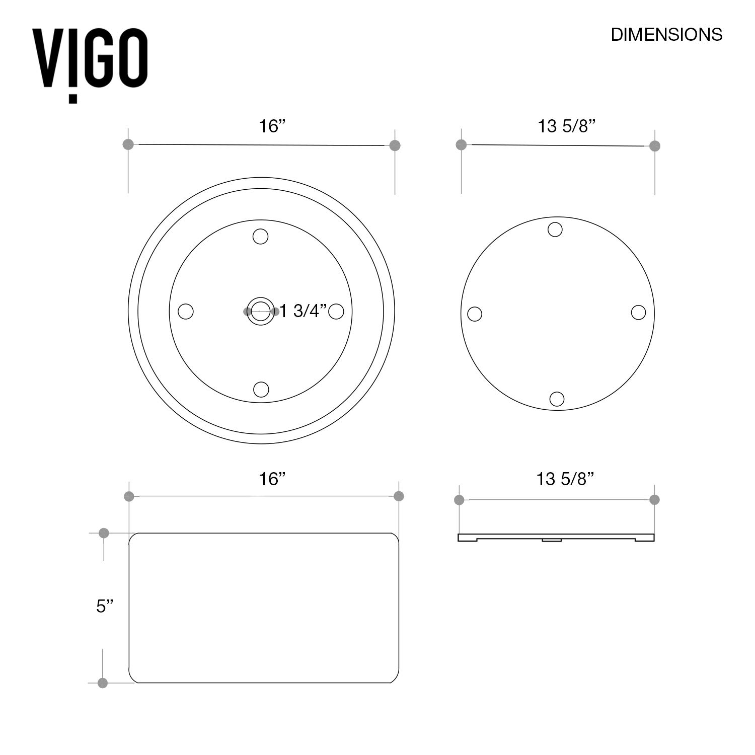 VIGO Anvil 16 inch Diameter Over the Counter Freestanding Matte Stone Round Vessel Bathroom Sink in Matte White - Sink for Bathroom VG04016