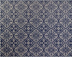 gertmenian indoor outdoor classic flatweave area rug, stain & uv resistant carpet, deck, patio, poolside & mudroom, 8x10 ft large, floral medallion, navy blue, 21571