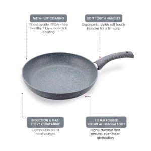 Wonderchef Granite Non-Stick Fry Pan with Induction Bottom & Soft-Touch Handles | Virgin Grade Aluminium | PFOA & Heavy Metals Free | 3.5mm thick | Grey | 26 cms | 2 litres | 2 Years Warranty